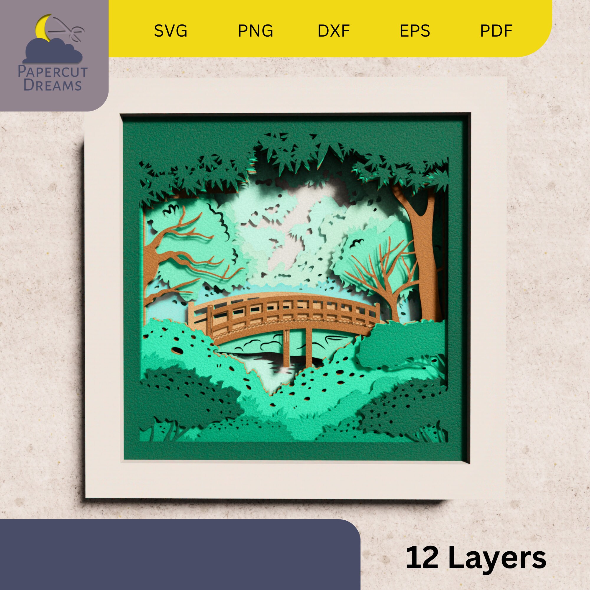 Forest Bridge Layered Paper Art 3D Garden Palace Shadowbox - Etsy