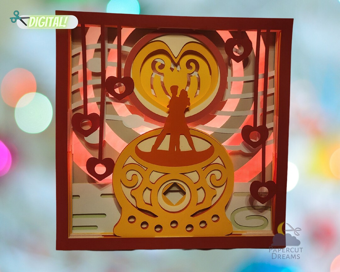 3D Romantic Couple Dancing Layered Art Template: Elegant Shadowbox ...