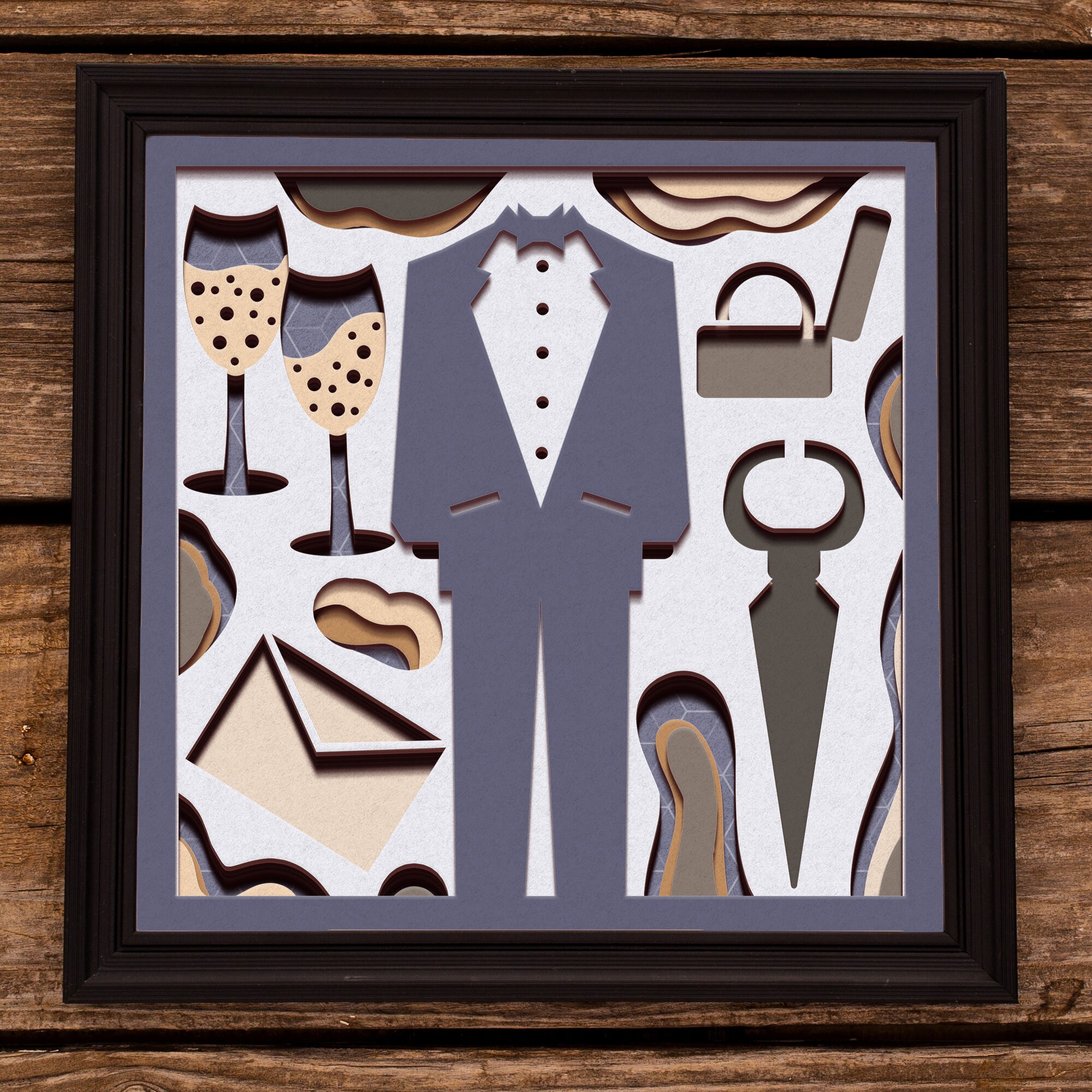 Wedding Suit Layered Paper Art Template SVG Shadow Box - Etsy