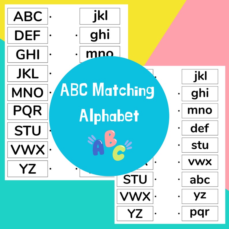 Matching Alphabet ABC Preschool Kindergarten Learning Activity Practice ...
