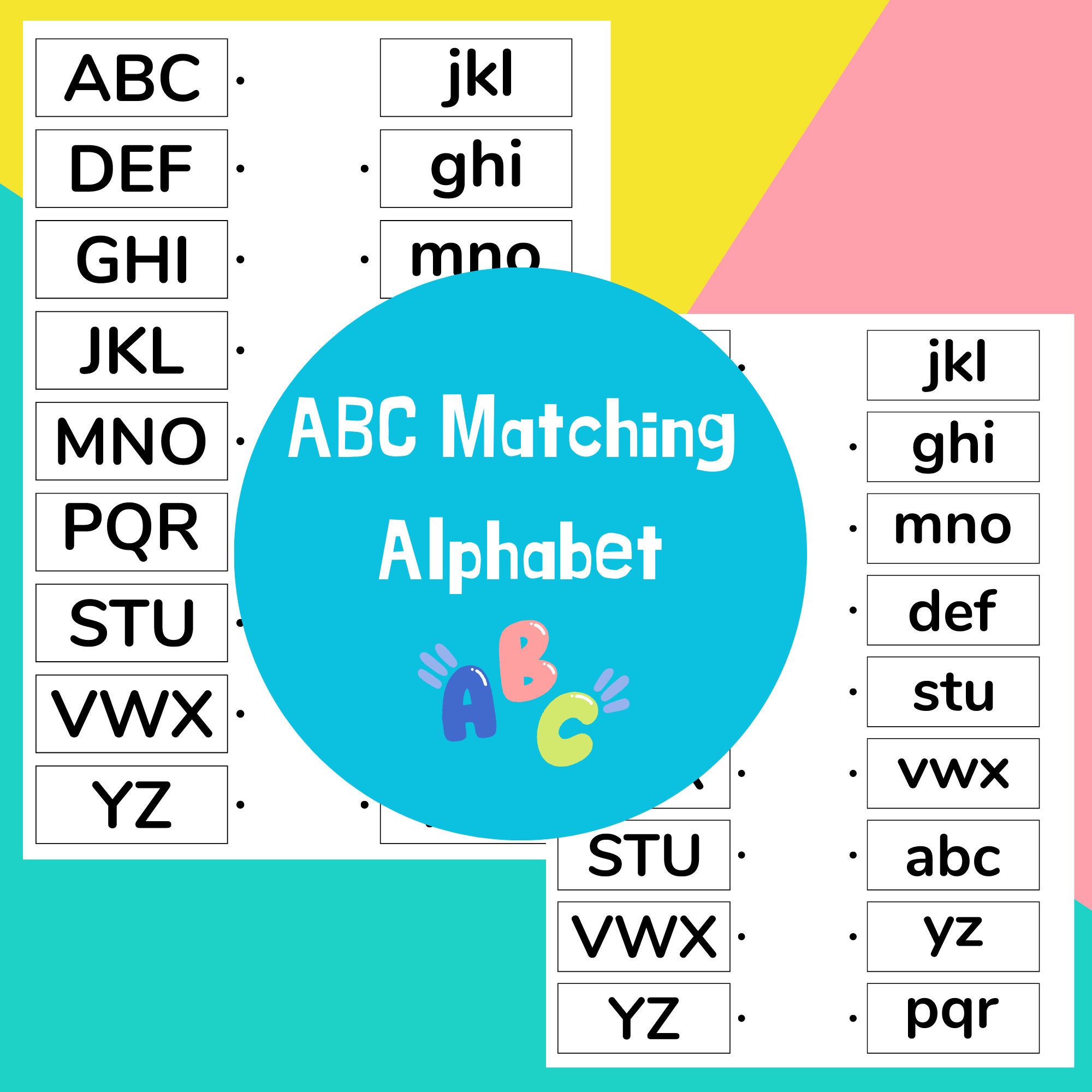 Matching Alphabet ABC Preschool Kindergarten Learning Activity Practice ...