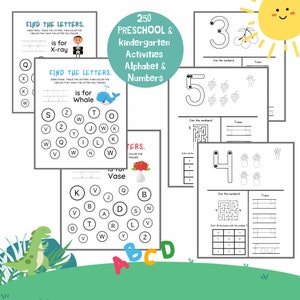 Kindergarten Learning Worksheets Bundle Printable Pages Activity ...