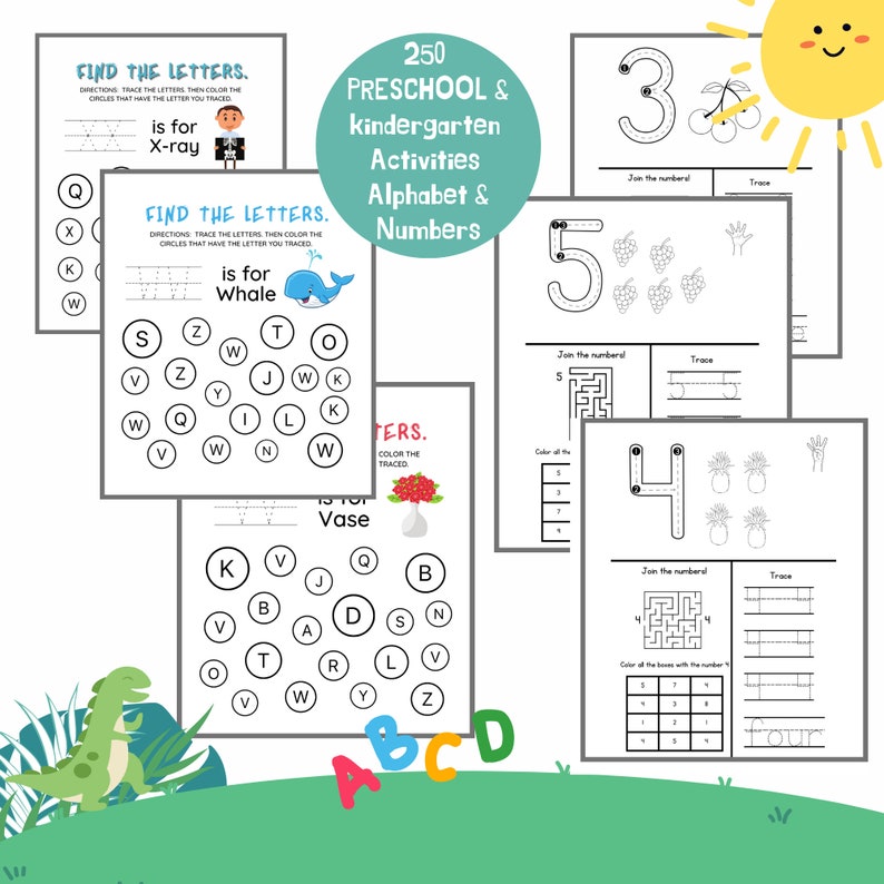 Kindergarten Learning Worksheets Bundle Printable Pages - Etsy