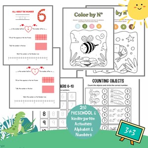 Kindergarten Learning Worksheets Bundle Printable Pages Activity ...