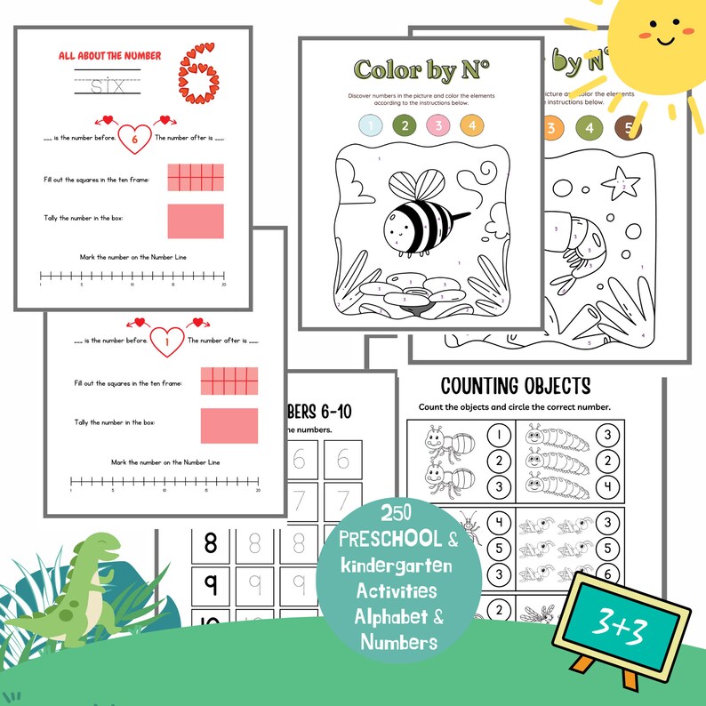 Kindergarten Learning Worksheets Bundle Printable Pages - Etsy