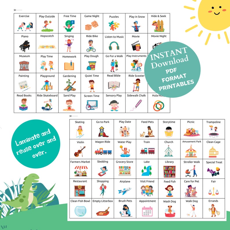 Weekly Kids Calendar, Printable Visual Schedule, Perpetual Calendar ...