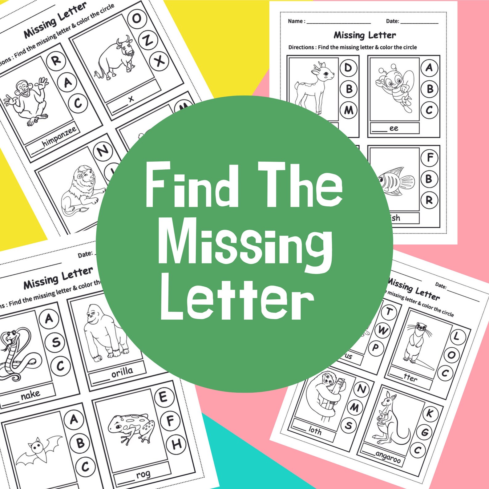 Match the Missing Letter Activity for Preschool Kindergarten Homeschool ...