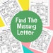 Match the Missing Letter Activity for Preschool Kindergarten Homeschool ...
