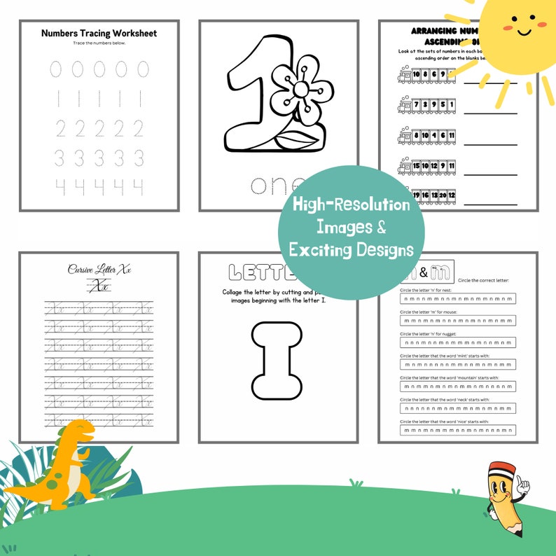 Preschool Kindergarten Multiple Activities Tracing Numbers Tracing Abc ...