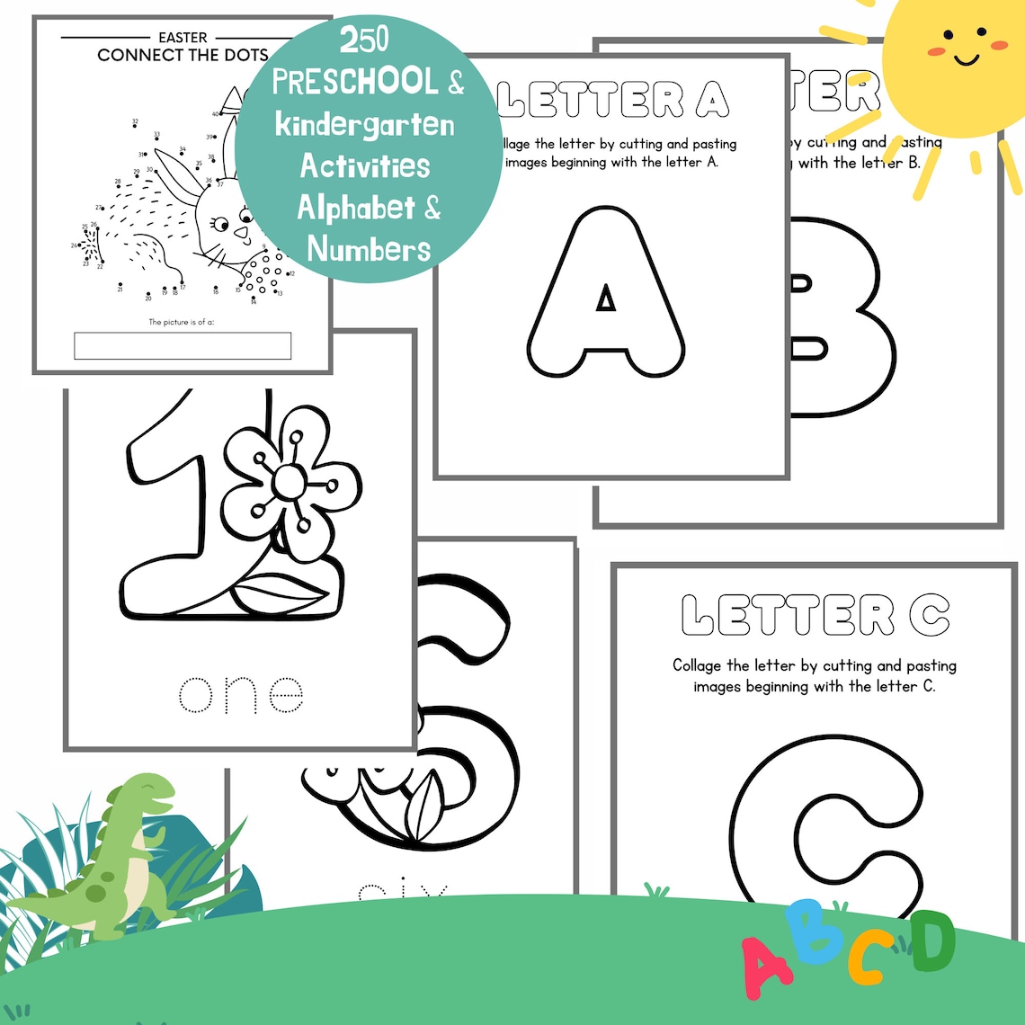 Kindergarten Learning Worksheets Bundle Printable Pages Activity ...