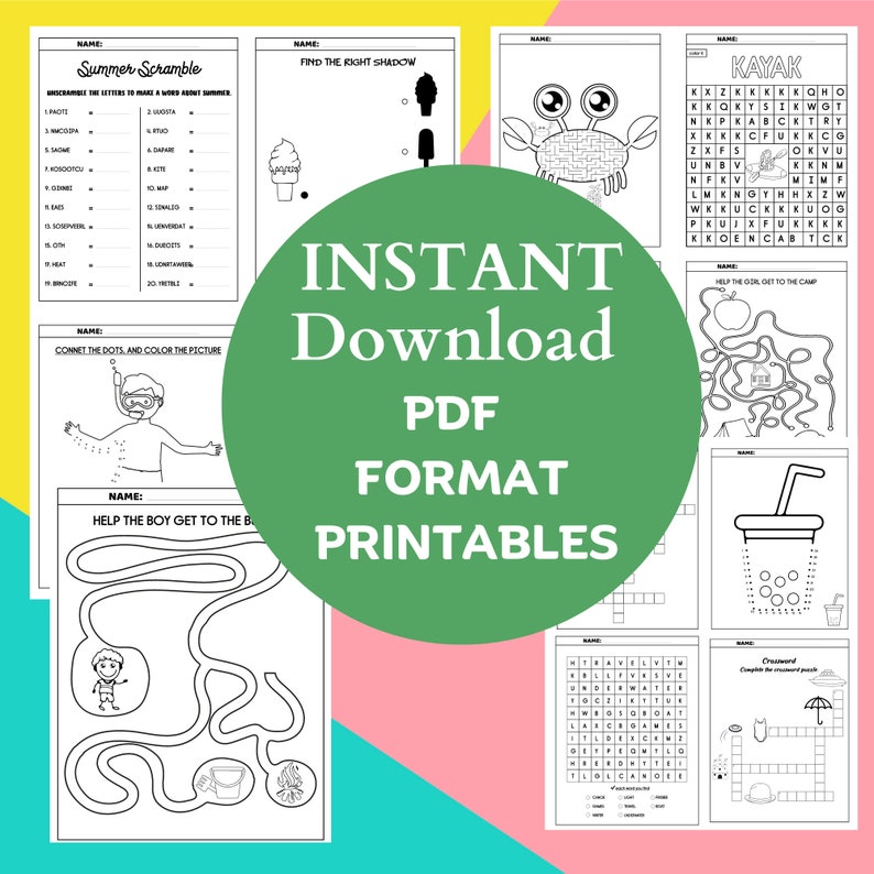 Printable Kids Learning Activity Crosswords Match Shadow for - Etsy