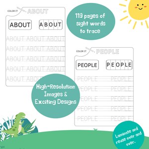 Printable Tracing Sight Words Pages Worksheets for Kids: Preschool ...