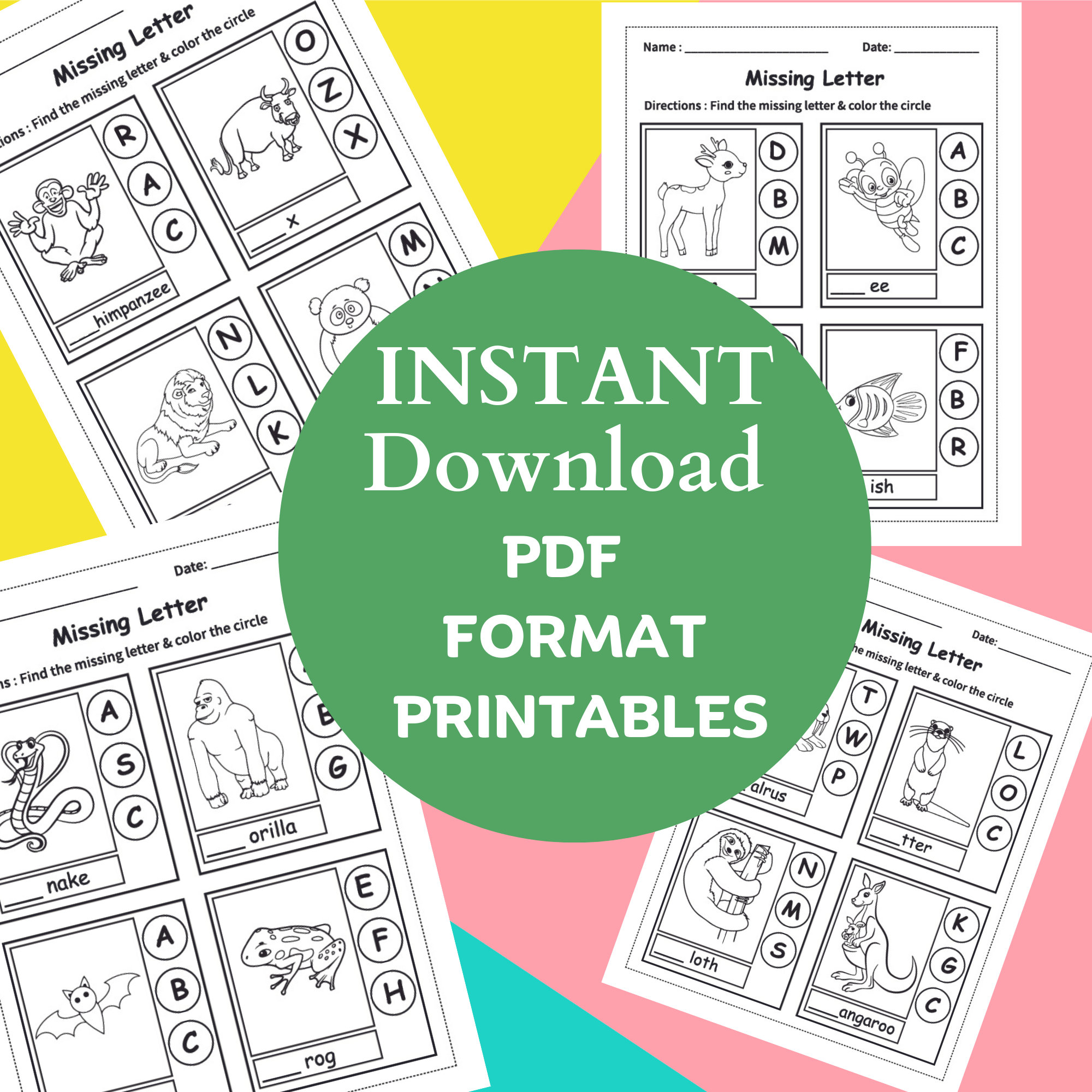 Match the Missing Letter Activity for Preschool Kindergarten Homeschool ...