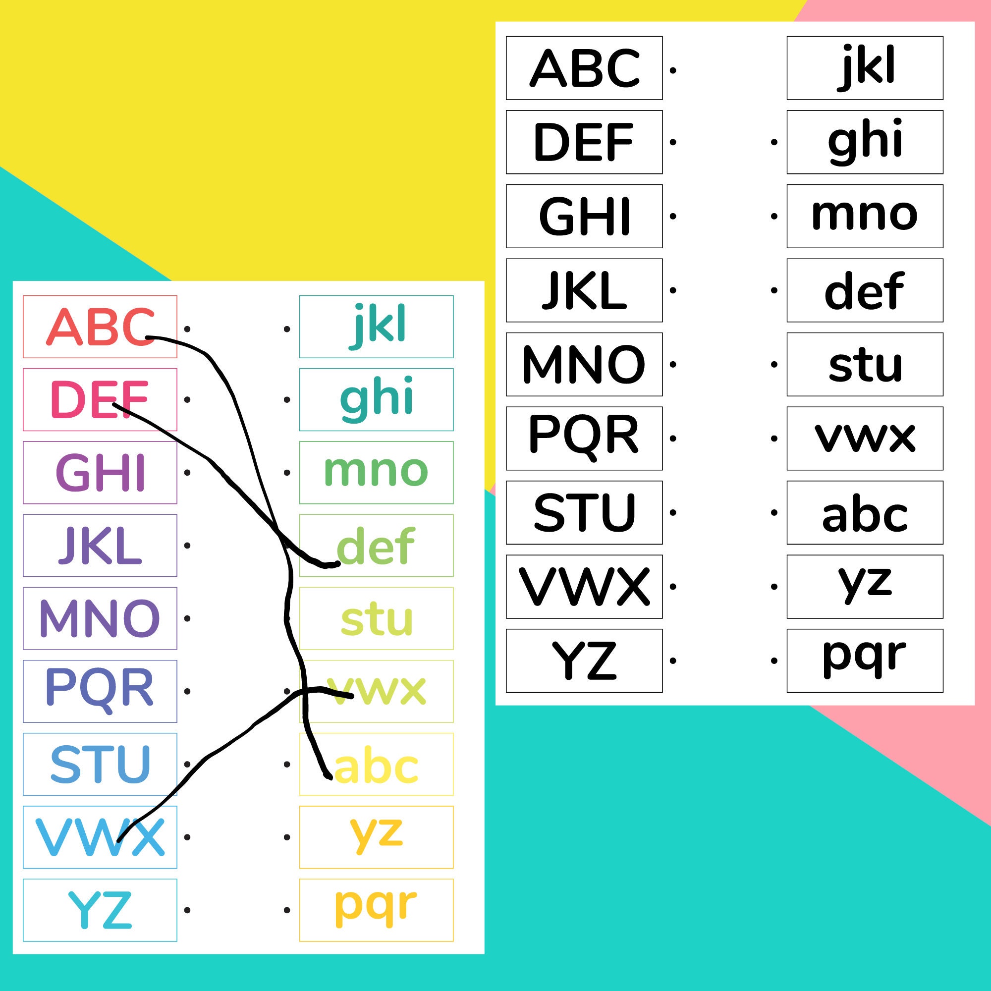 Matching Alphabet ABC Preschool Kindergarten Learning Activity Practice ...