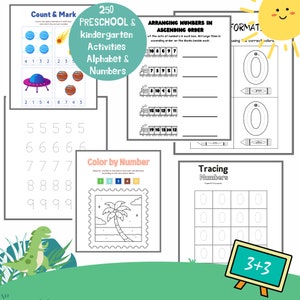 Kindergarten Learning Worksheets Bundle Printable Pages Activity ...