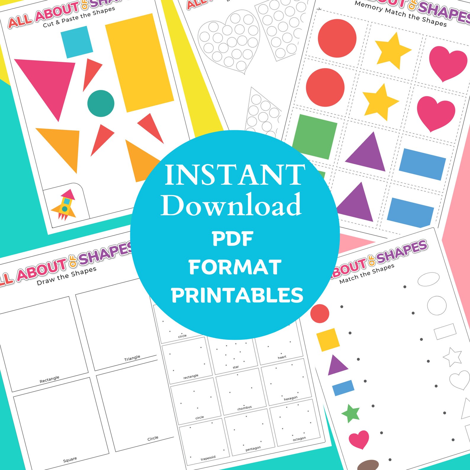 Shapes Activities Printable Preschool Kindergarten Learning Activity ...