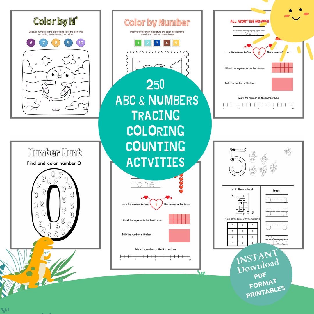Preschool Kindergarten Multiple Activities Tracing Numbers Tracing Abc ...