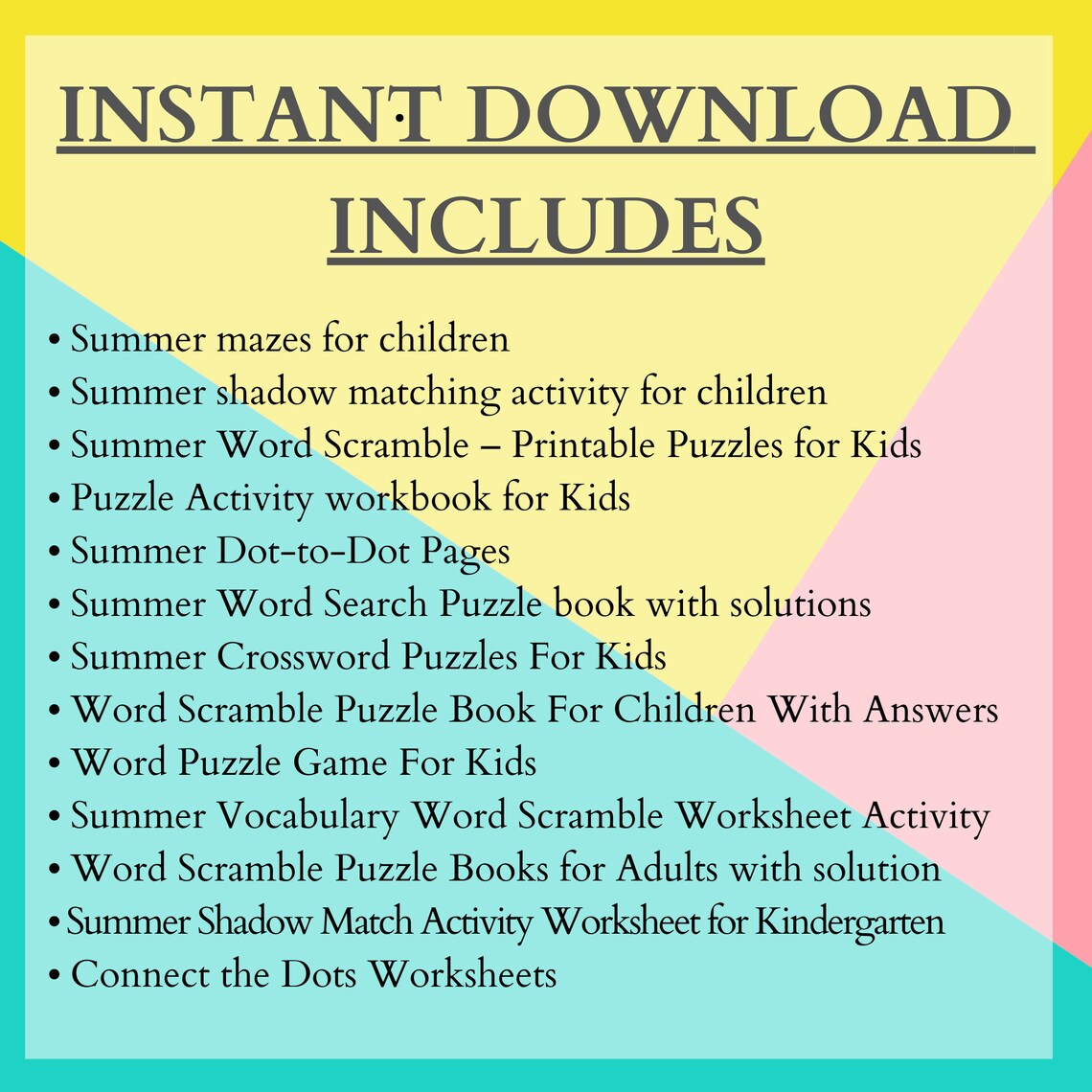 Printable Kids Learning Activity Crosswords Match Shadow for Preschool ...