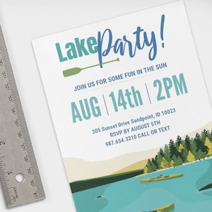 Lake Party Invitation Template Lake Celebration Cabin Party Summer ...