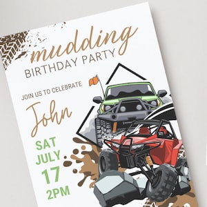 Mudding Birthday Invitation Template Muddin Party ATV Party ATV ...