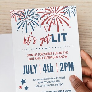 Let's Get Lit Invitation Template Fourth of July Party Independence Day ...