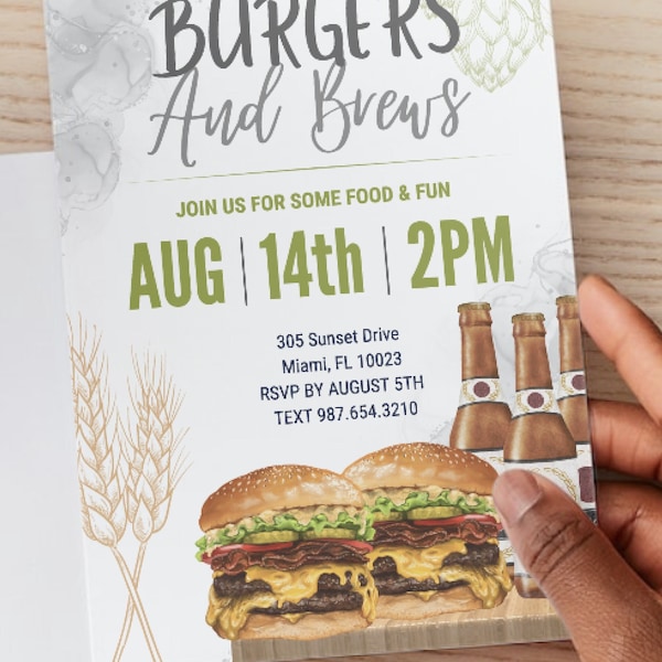 Beer and Burgers Invitation - Etsy
