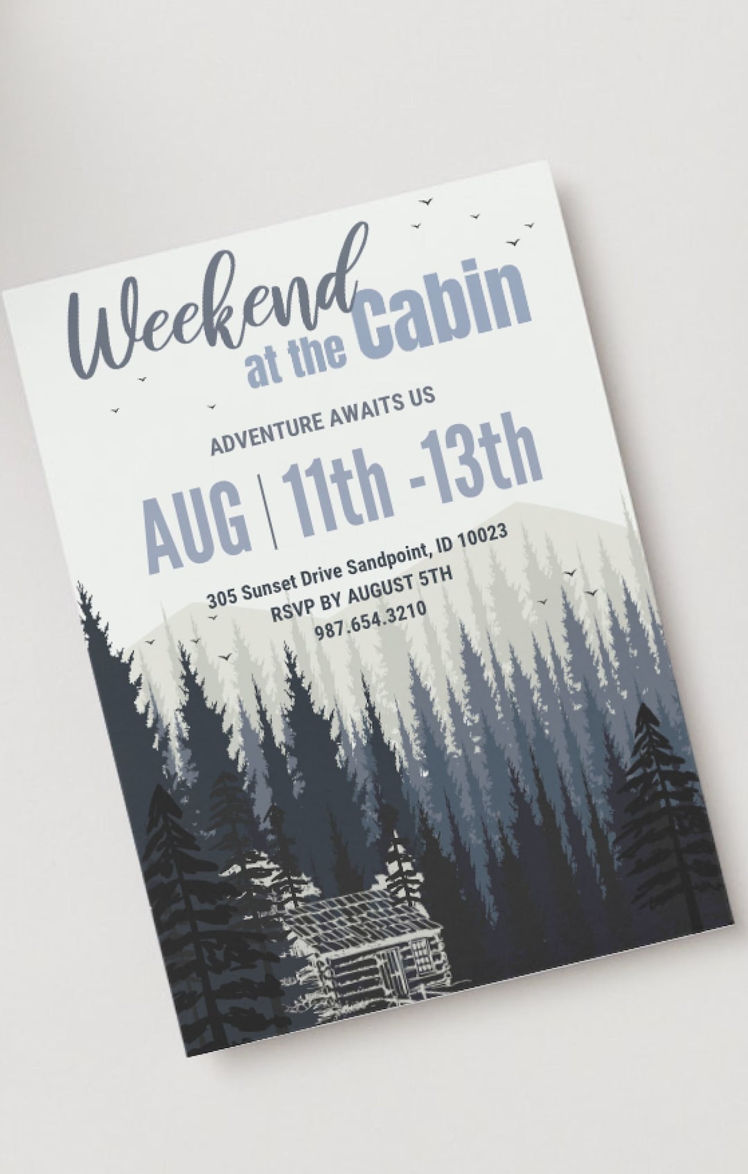 Weekend at the Cabin Invitation Template Cabin Birthday Cabin Party ...