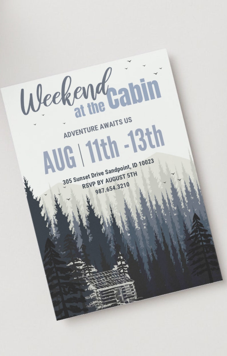 Weekend at the Cabin Invitation Template Cabin Birthday Cabin Party ...