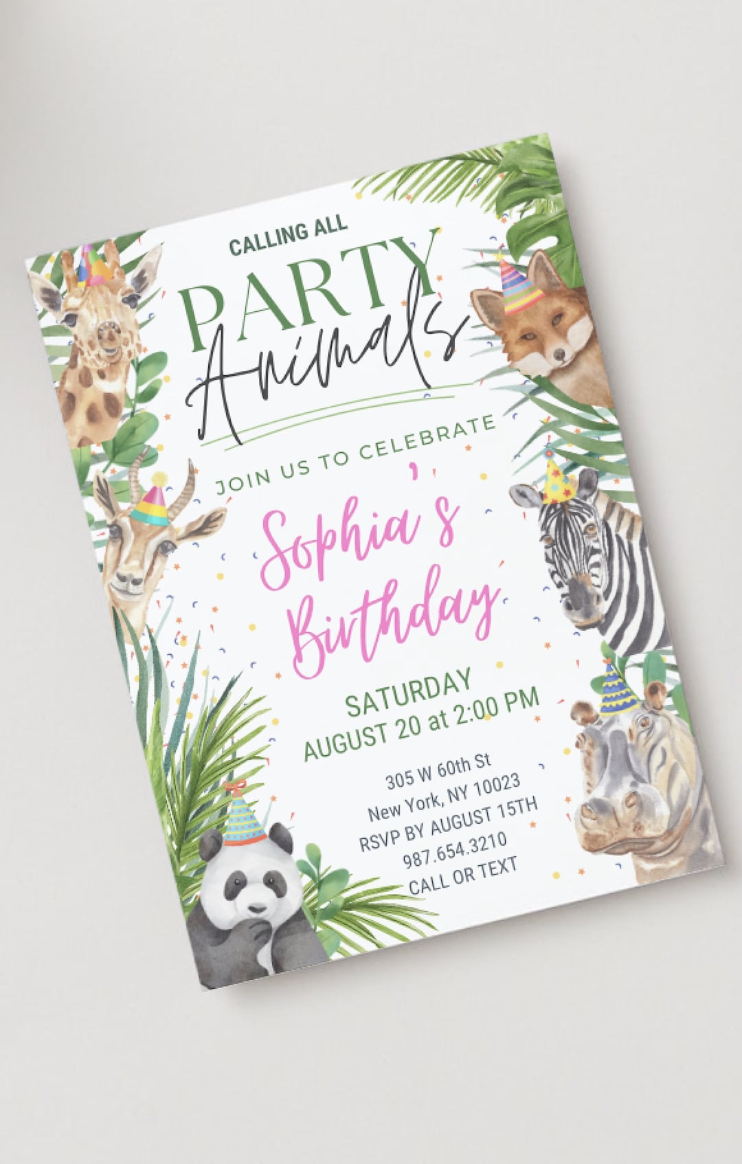 Party Animal Invitation Template Animal Birthday Zoo Birthday Animal ...