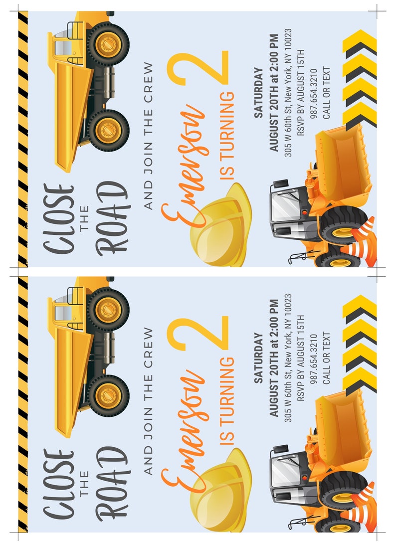 Dump Truck Invitation Template Construction Birthday Construction ...