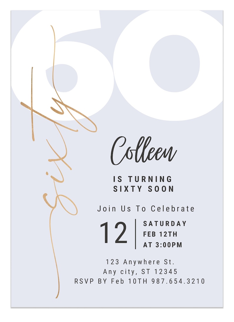 Sixty Birthday Invitation Template 60th Birthday Invitation Sixty Party ...