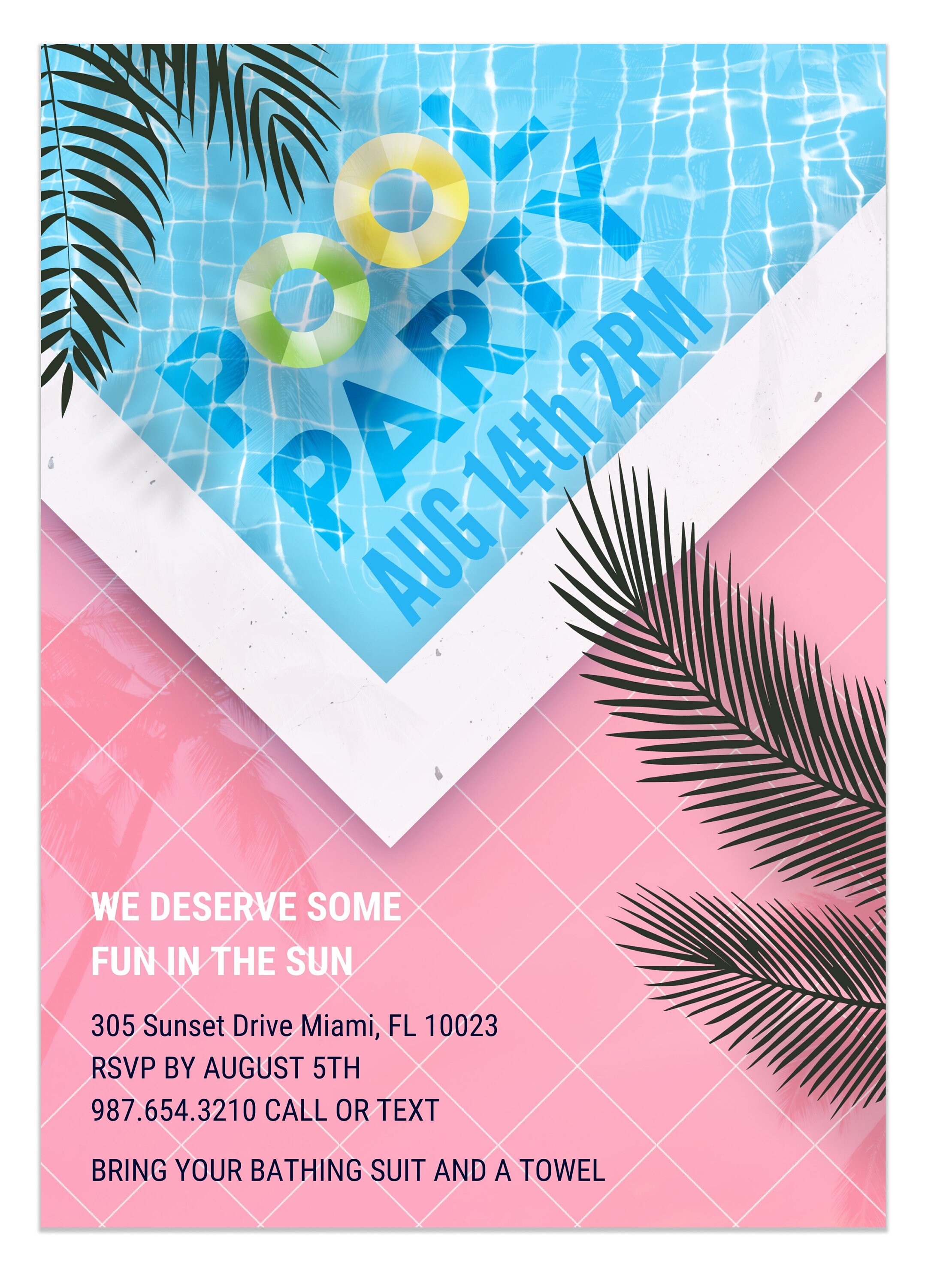Pool Party Invitation Template Summer Party Swim Party Invitations ...