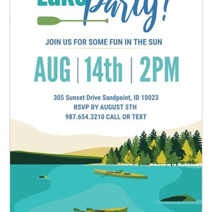 Lake Party Invitation Template Lake Celebration Cabin Party Summer ...