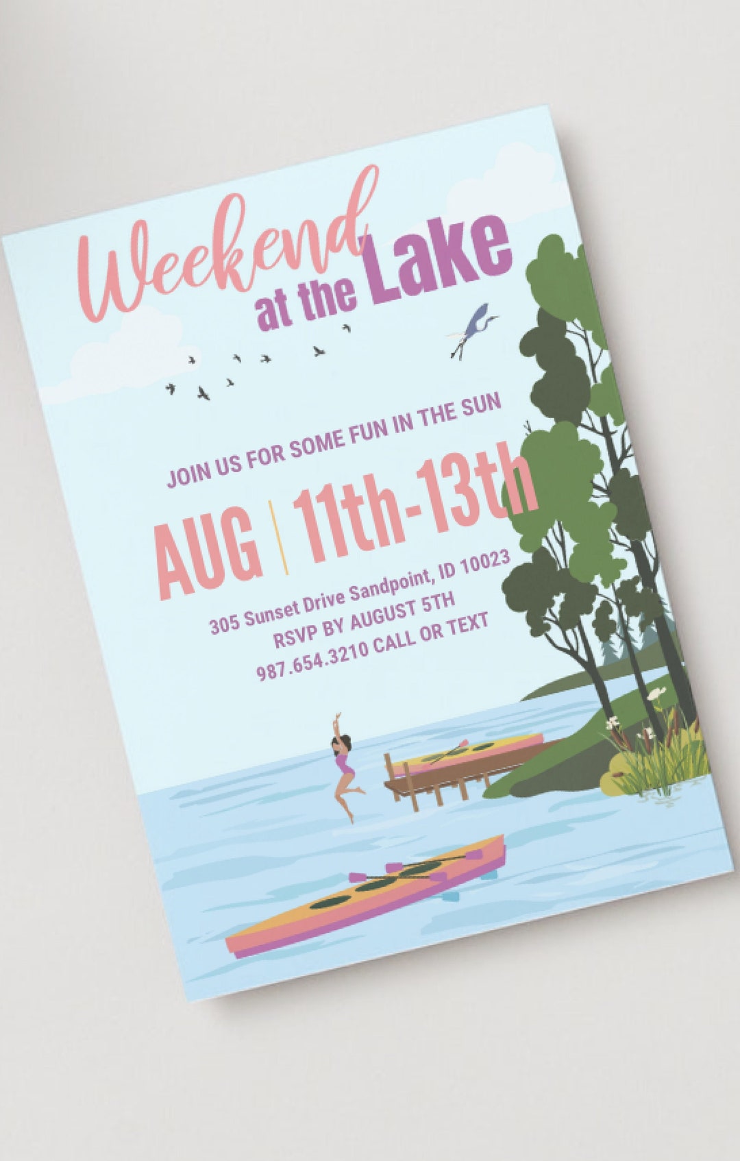 Weekend Lake Party Invitation Template Lake Celebration Cabin Party ...