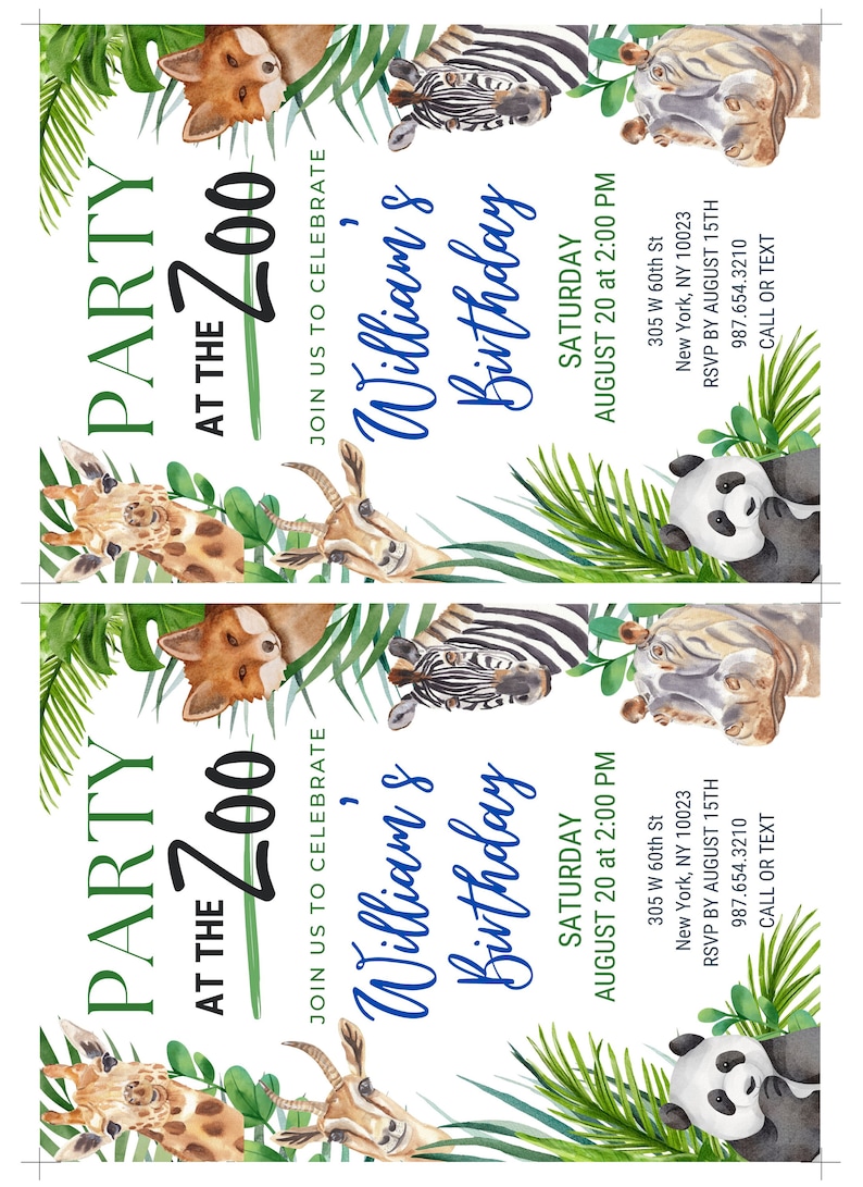 Zoo Birthday Invitation Template Zoo Party Animal Birthday Safari ...