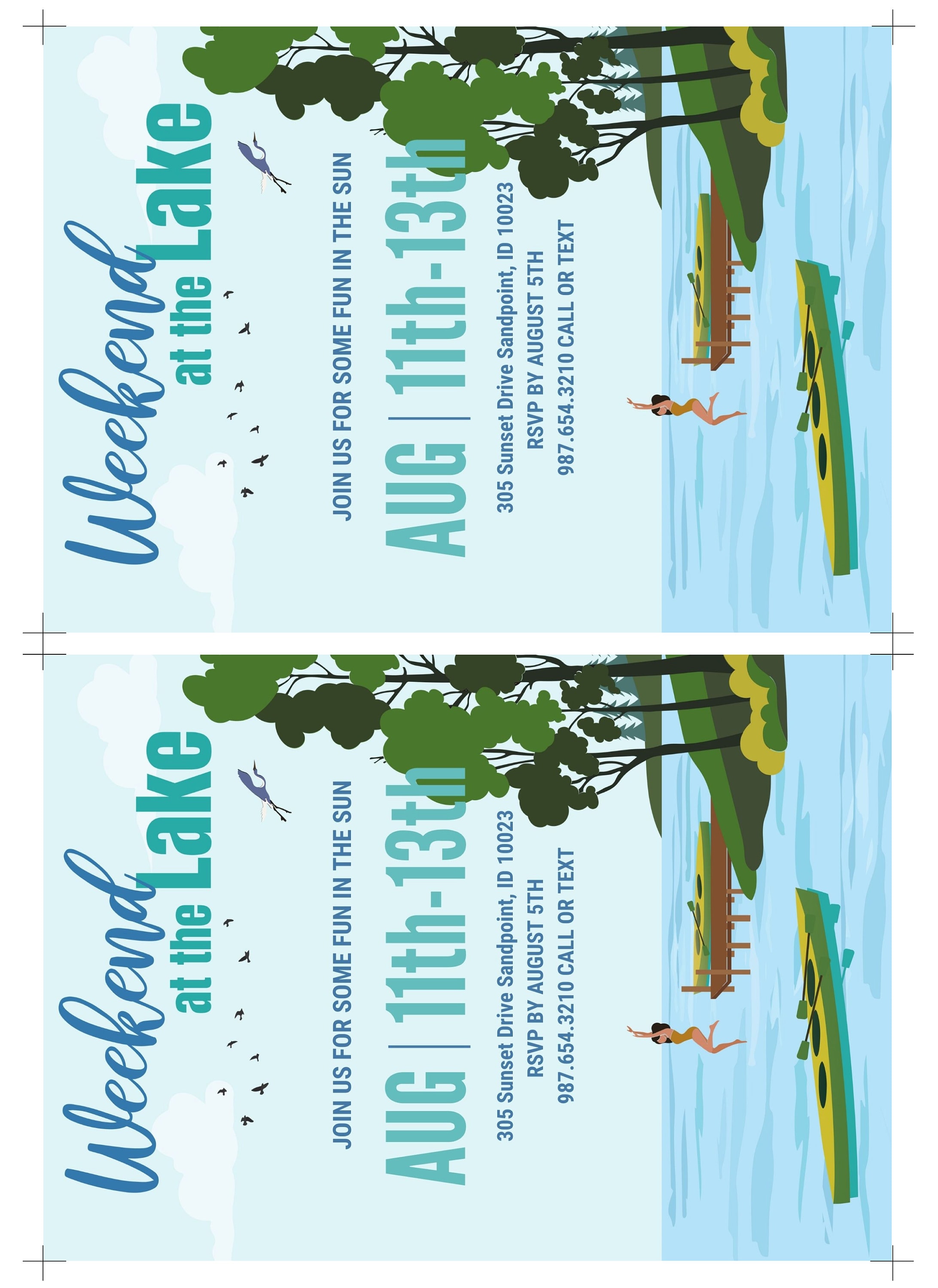 Weekend Lake Party Invitation Template Lake Celebration Cabin Party ...