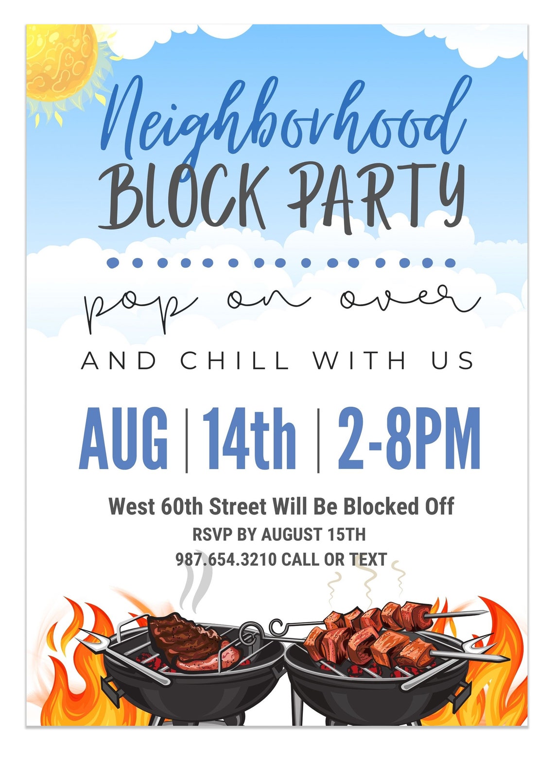 Neighborhood Block Party Invitation Template Street Party Annual Block ...
