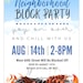 Neighborhood Block Party Invitation Template Street Party Annual Block ...