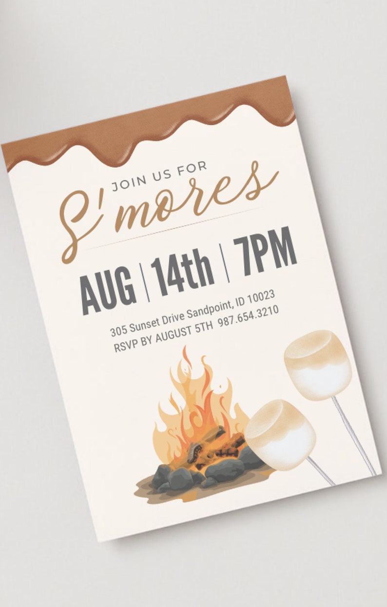 S'mores Invitation Template S'mores Campfire Outdoor Invitation ...