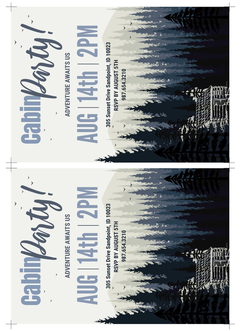 Cabin Party Invitation Template Cabin Birthday Cabin Celebration ...