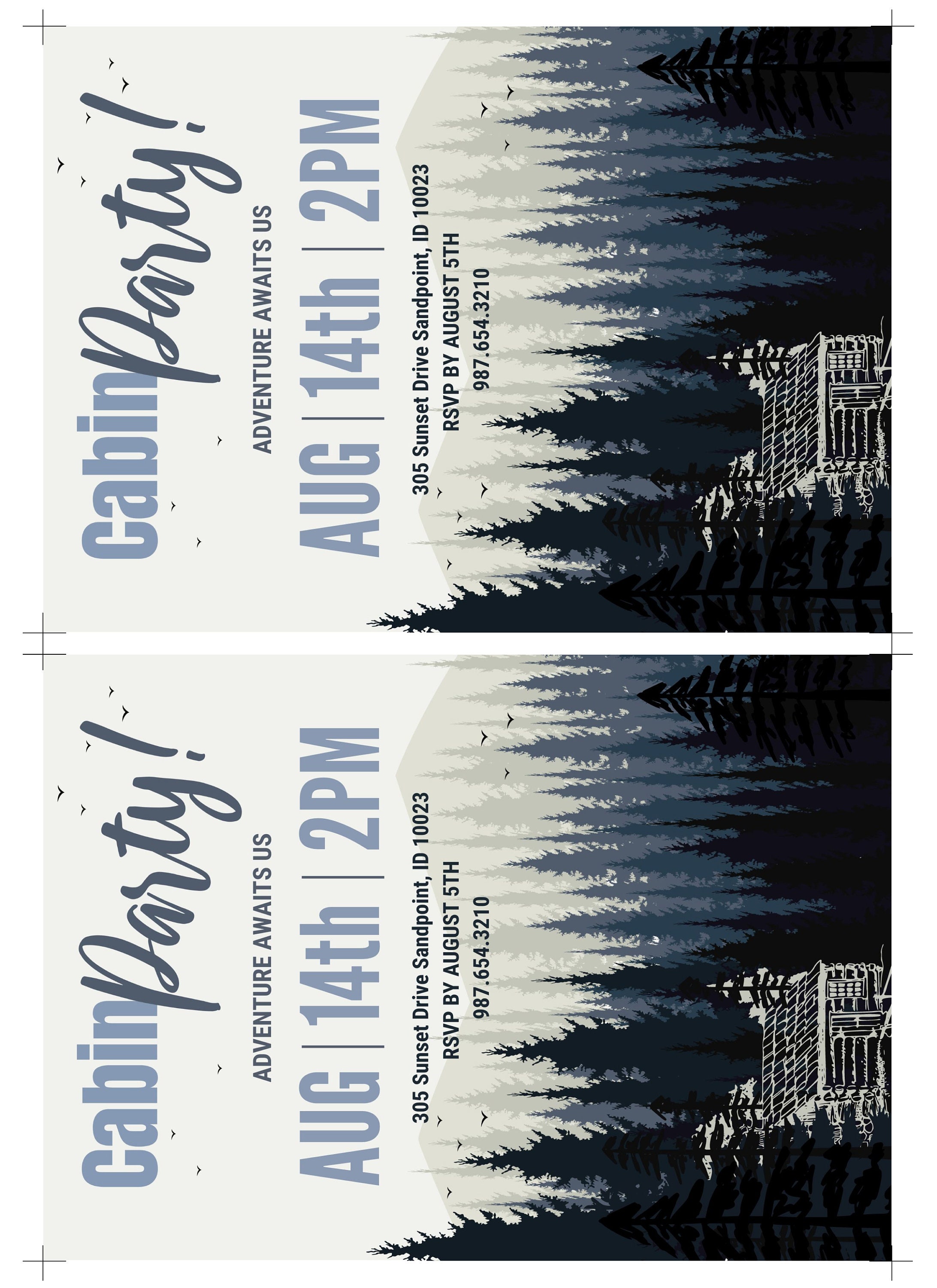 Cabin Party Invitation Template Cabin Birthday Cabin Celebration ...