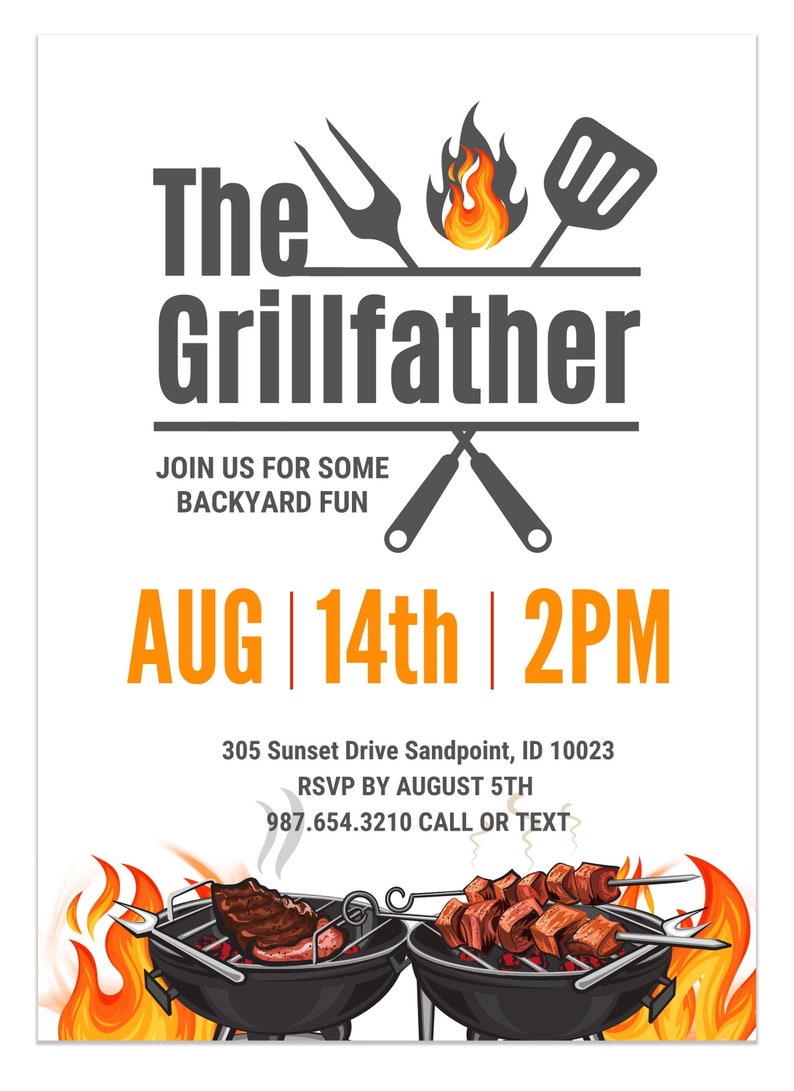 The Grill Father Invitation Template Grilling Invitation Backyard Grill ...