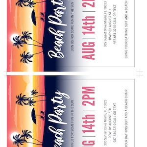 Beach Party Invitation Template Beach Bash Birthday Party Invite ...