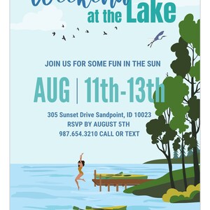 Weekend Lake Party Invitation Template Lake Celebration Cabin Party ...