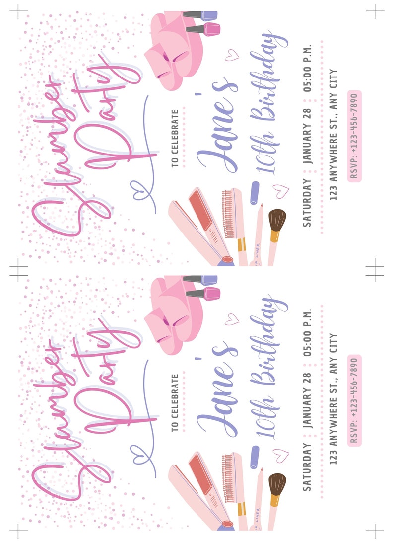 Slumber Party Invitation Template Sleep Over Invitation Pajama Party ...
