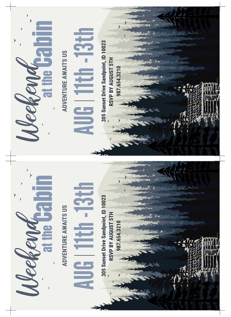 Weekend at the Cabin Invitation Template Cabin Birthday Cabin Party ...