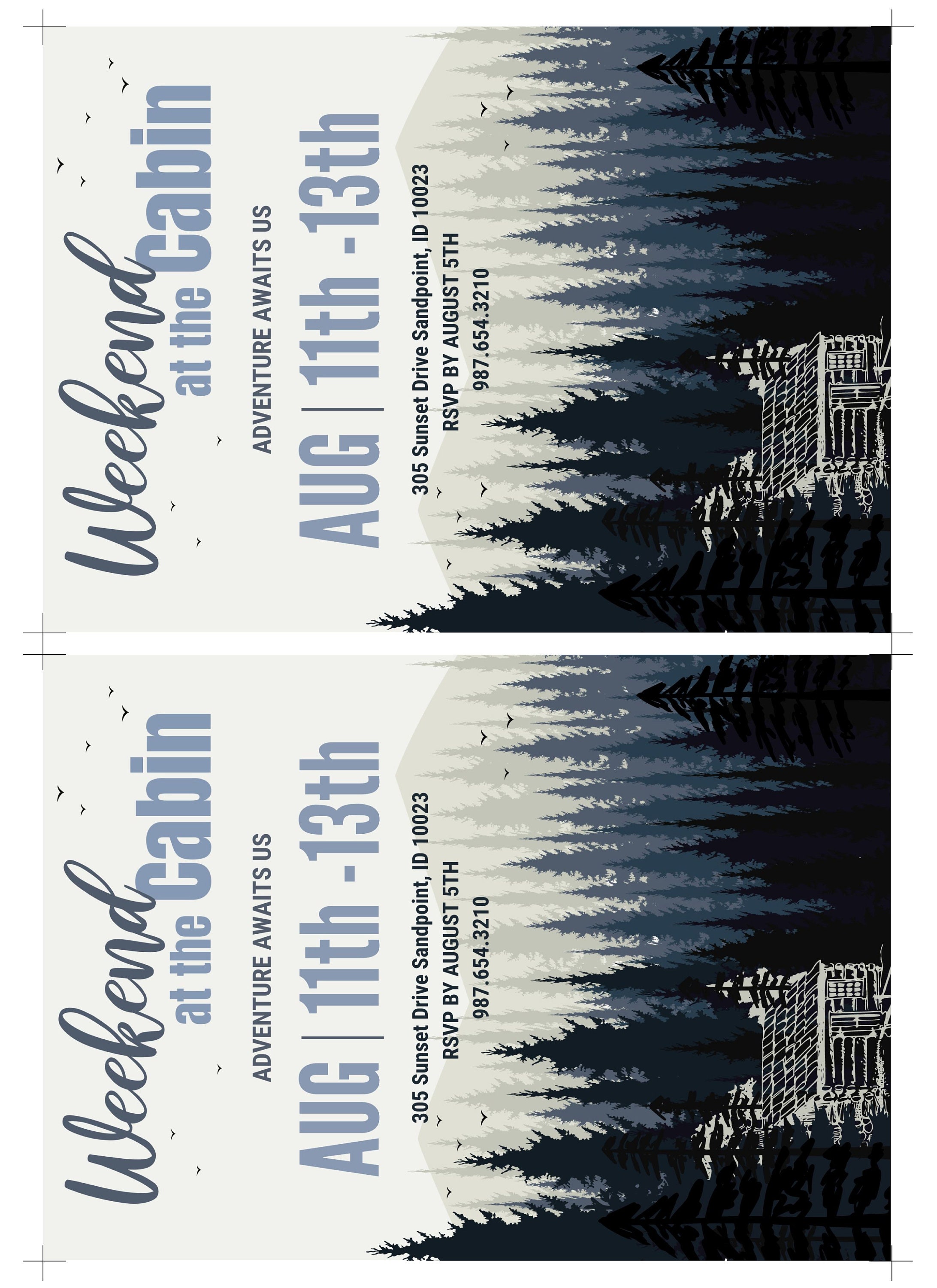 Weekend at the Cabin Invitation Template Cabin Birthday Cabin Party ...