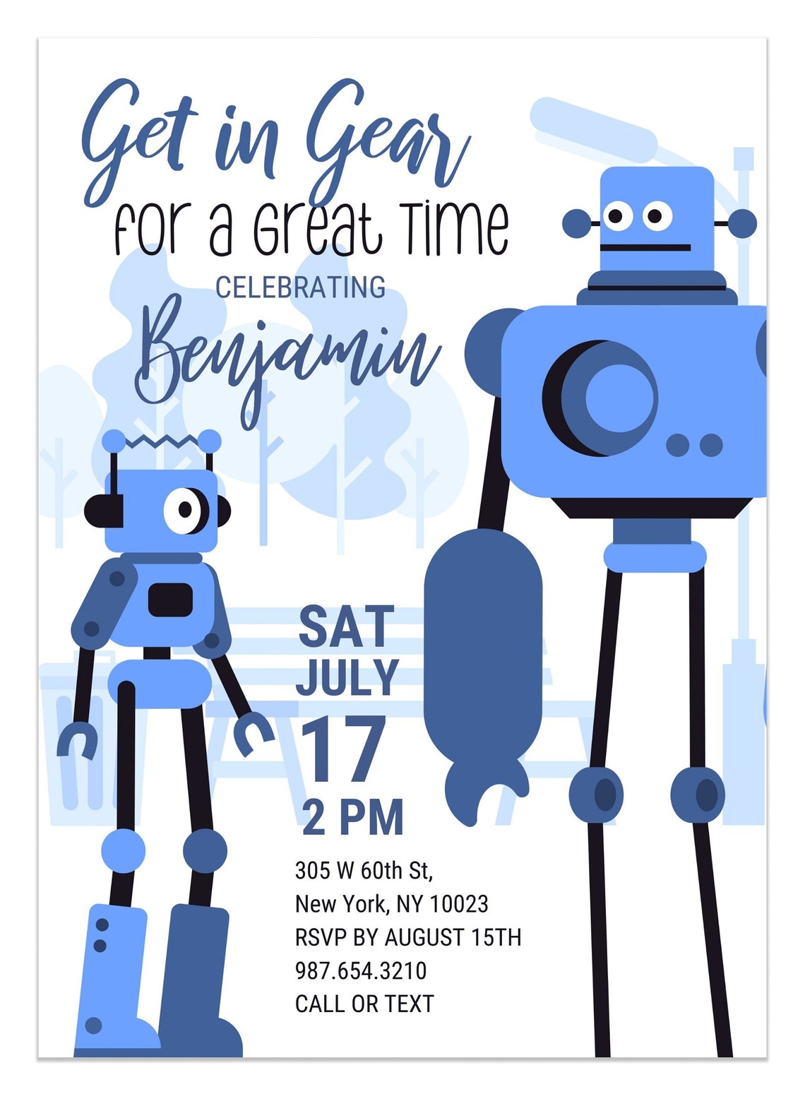Robot Party Invitation Template Robot Birthday Editable Robot Party ...