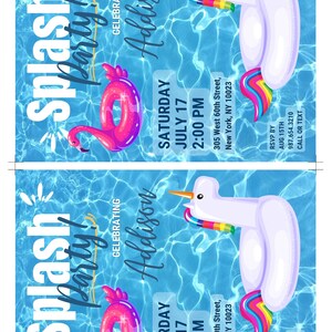 Splash Party Invitation Template Pool Party Birthday Party Invitation ...