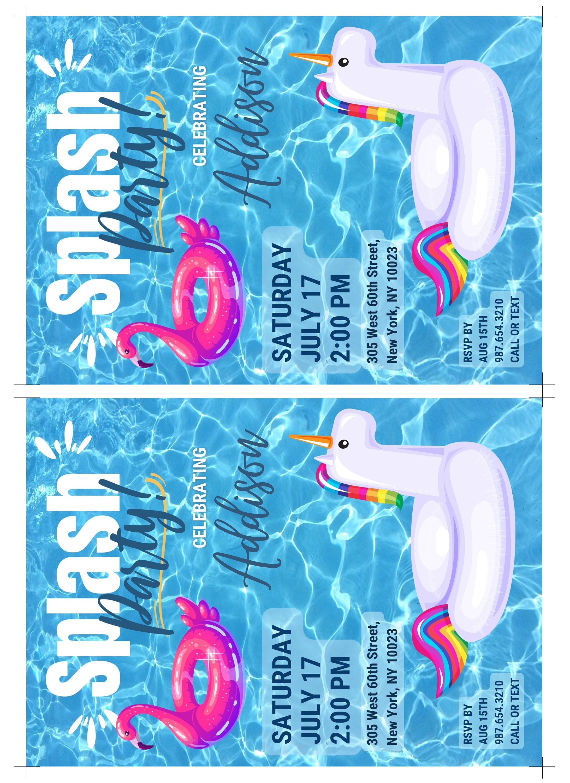 Splash Party Invitation Template Pool Party Birthday Party Invitation ...